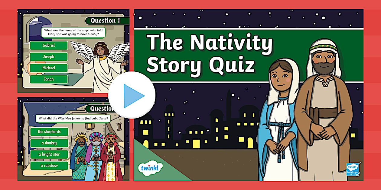 KS1 The Nativity Story Powerpoint Quiz - Christmas - Twinkl