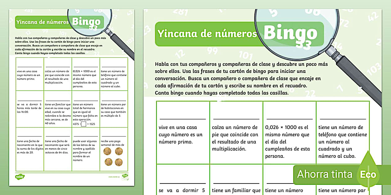 Actividad para romper el hielo: Yincana de números - Bingo