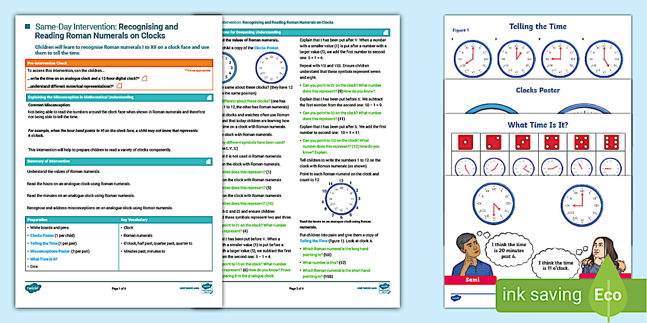 👉 Y3 Intervention: Recognising and reading Roman Numerals on clocks