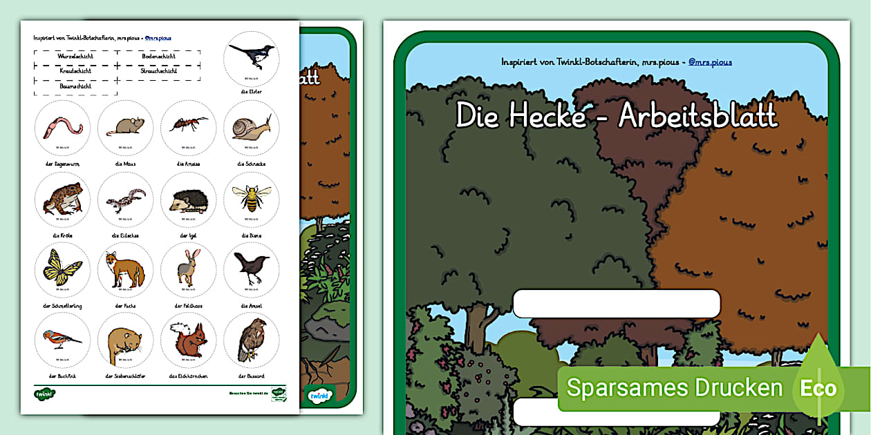 FREE! - Die Hecke - Arbeitsblatt (Teacher-Made) - Twinkl