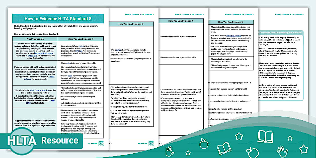 How to Evidence HLTA Standard 8 (teacher made) - Twinkl