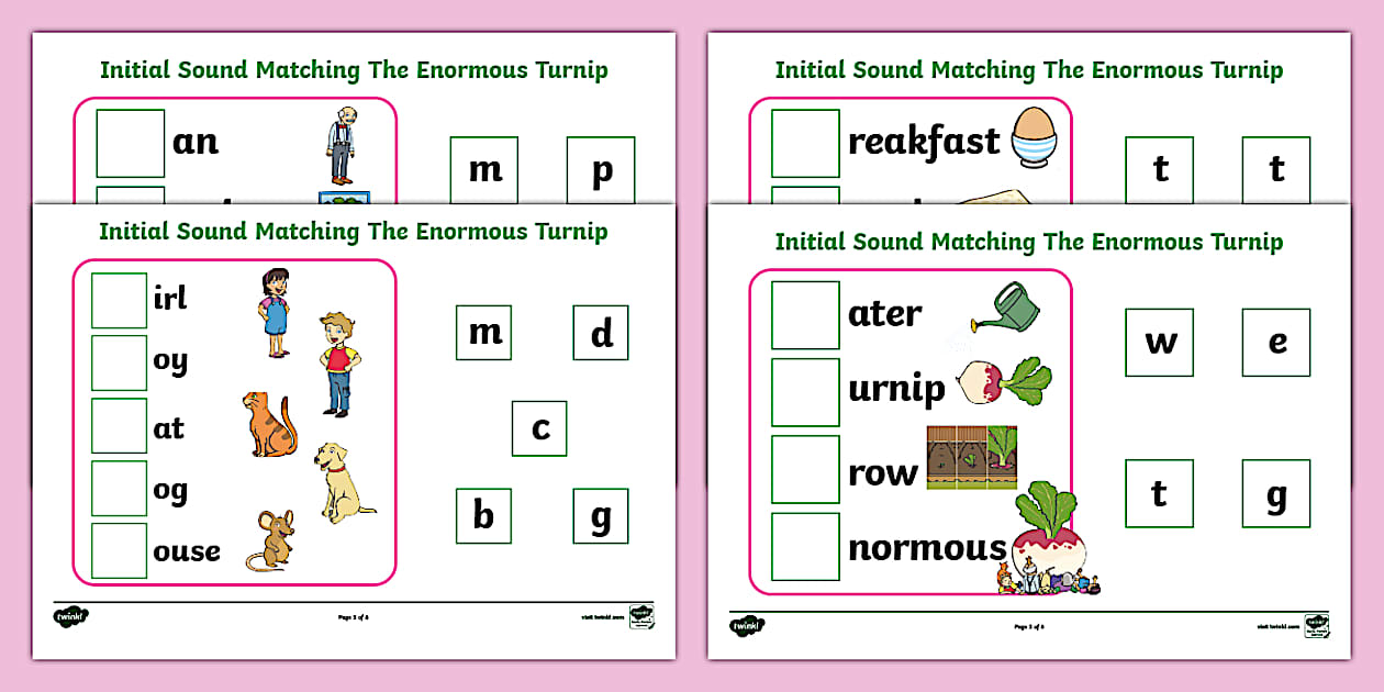 Initial Sound Matching The Enormous Turnip - Twinkl
