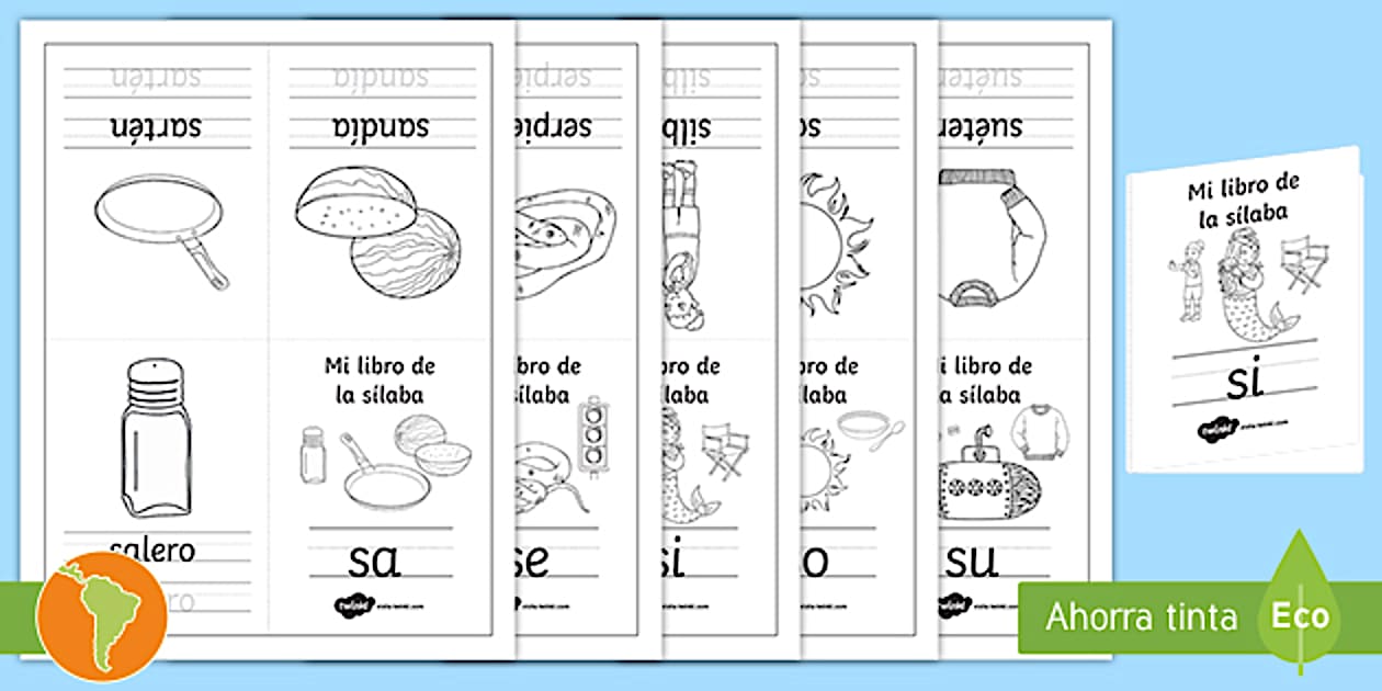 Mini libro de las sílabas sa, se, si, so, su- Guía de trabajo