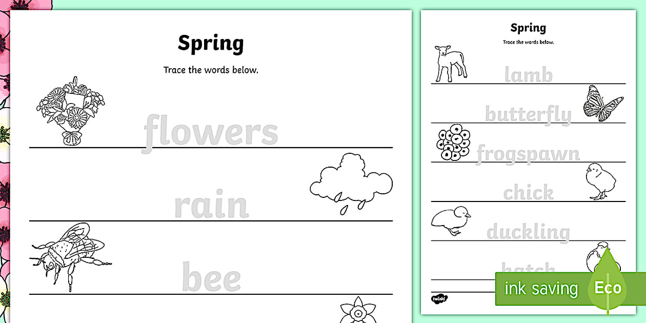 Spring Aistear Trace the Words Worksheet (Teacher-Made)