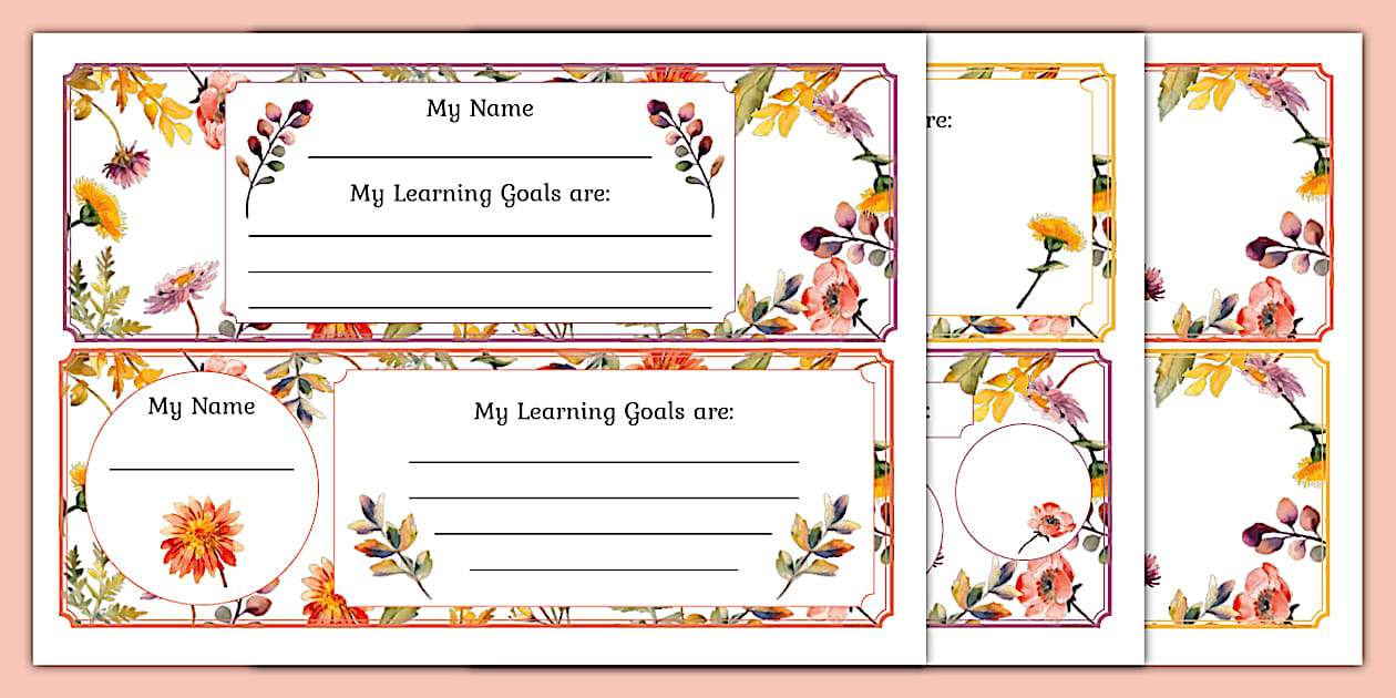Wildflower Botanical Theme Student Learning Goal Cards