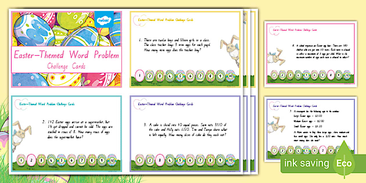 Easter-Themed Word Problem Maths Challenge Cards - Twinkl