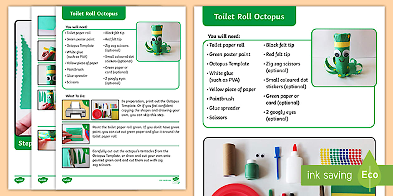 Octopus Crafts Activity - Toilet Paper Roll Crafts Animals