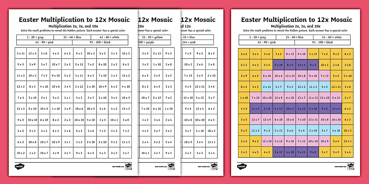 Easter Multiplication to 12x Math Mosaics (Teacher-Made)