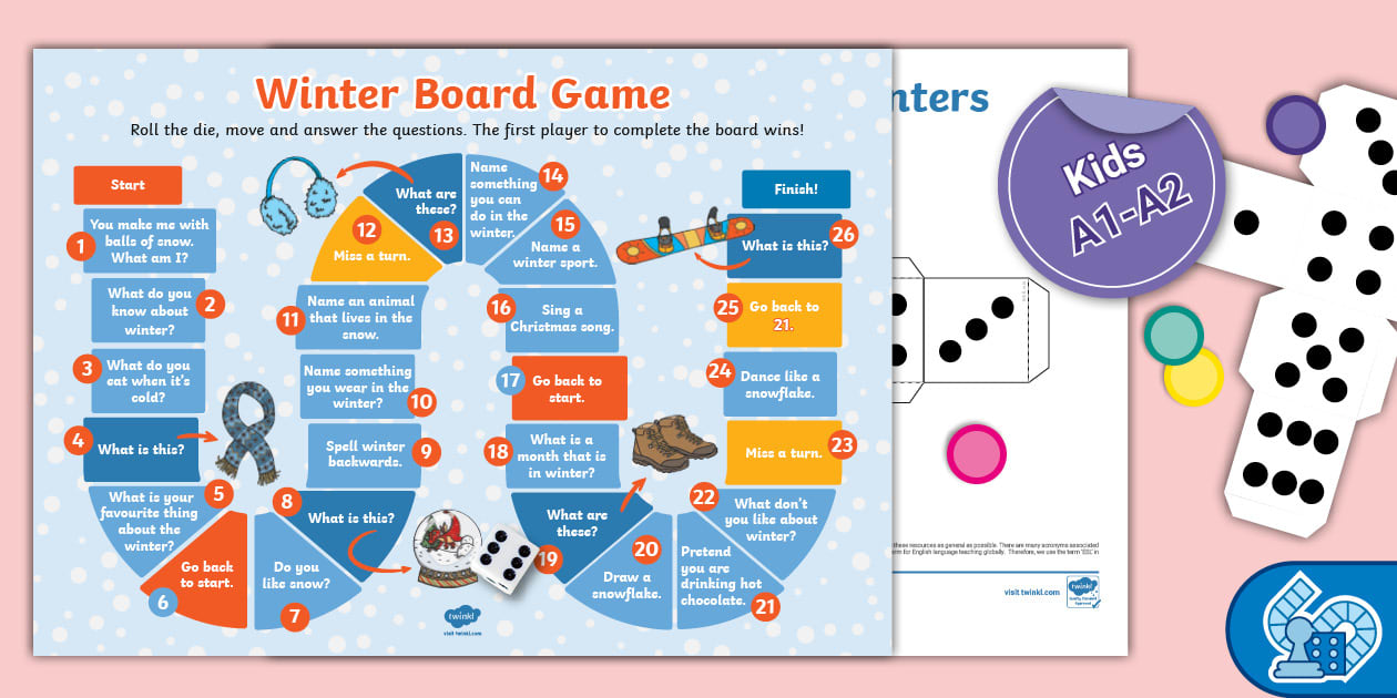 Twinkl Winter ESL Board Game (teacher made) - Twinkl
