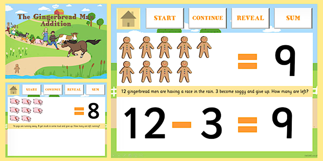 The Gingerbread Man Subtraction to 20 PowerPoint - Twinkl
