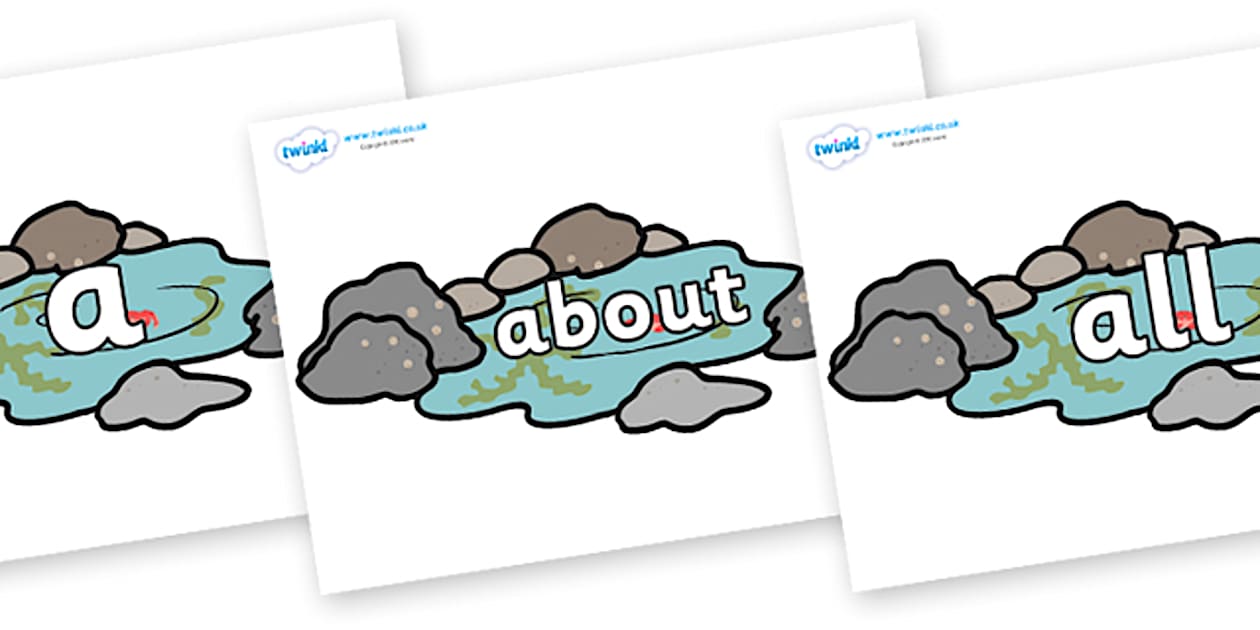 Cursive 100 High Frequency Words on Rockpools (teacher made)