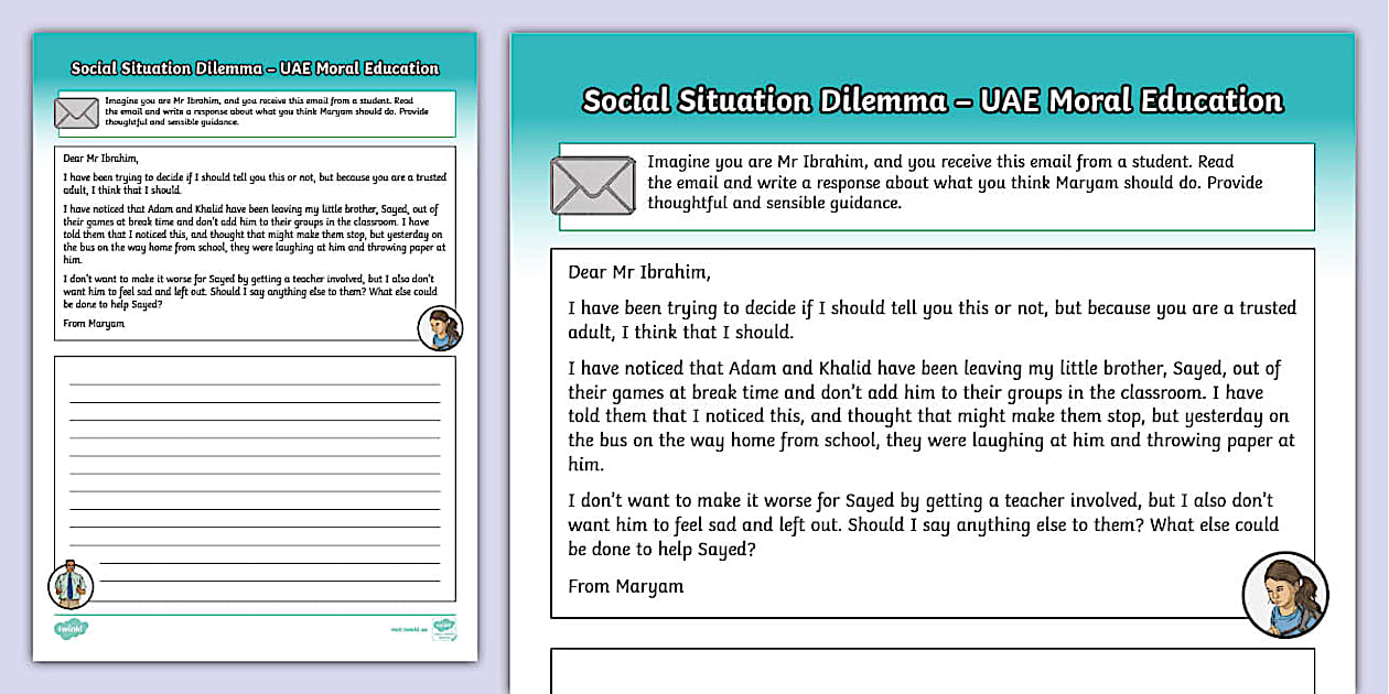 Moral Education Essay | Writing Activity | UAE | Twinkl KS1