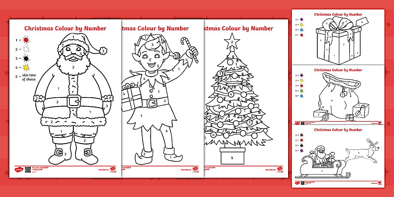 EYFS Christmas Colour by Numbers Activities – Twinkl