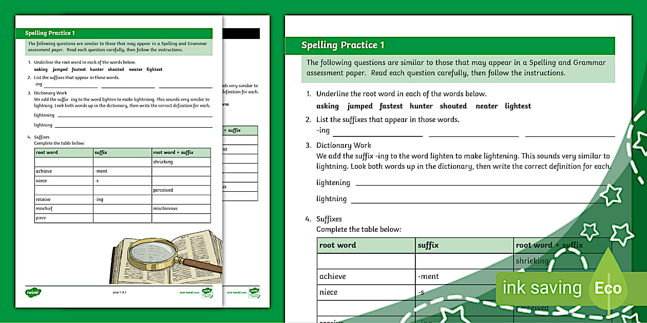 Year 6 Spelling Practice 1 (Ages 9 - 11) (teacher made)