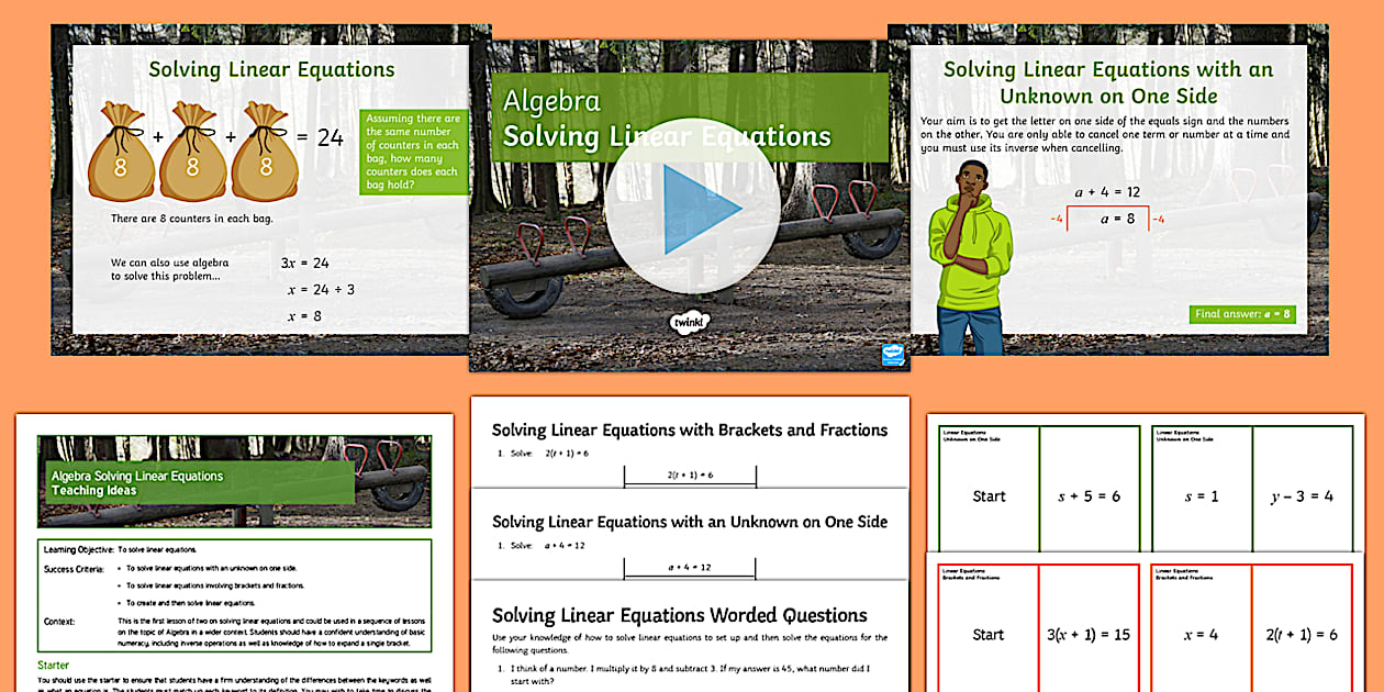 Solving Linear Equations | KS3 Maths Activity | Secondary