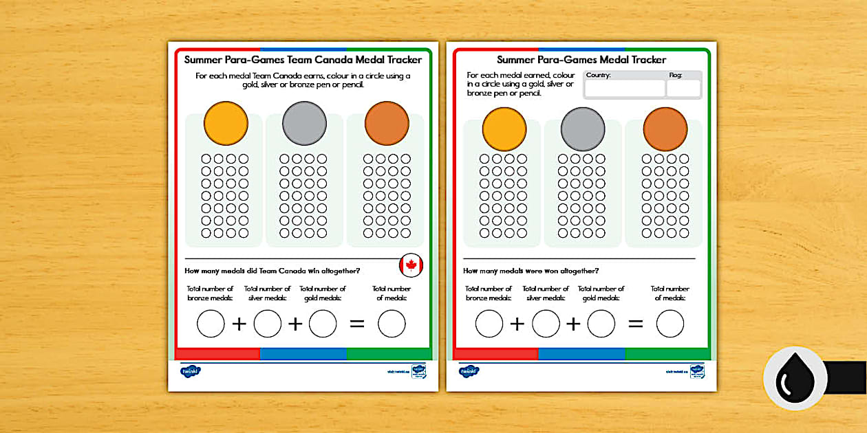 Summer Para-Games Canada Medal Tracker Primary - Twinkl