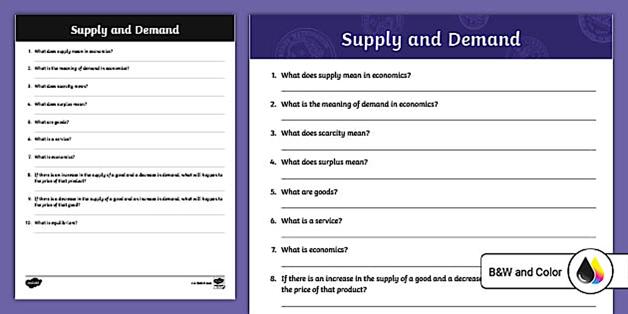 Supply and Demand Quick Quiz (teacher made) - Twinkl