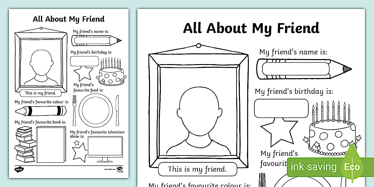 All About My Friend Writing Frame (teacher made) - Twinkl