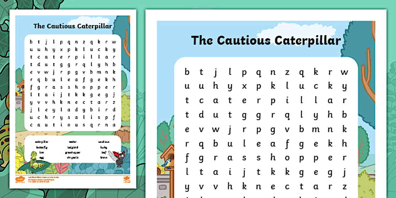 The Cautious Caterpillar Word Search (teacher made) - Twinkl