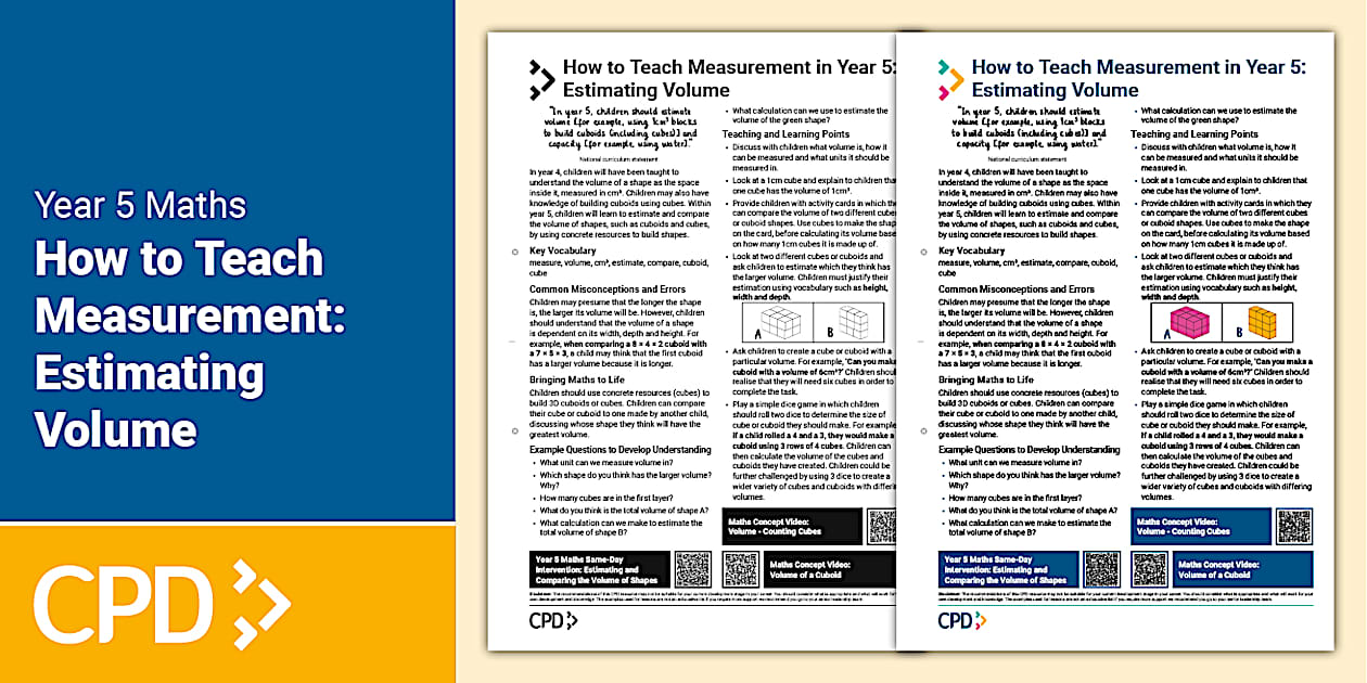 How to Teach Measurement in Year 5: Estimating Volume CPD