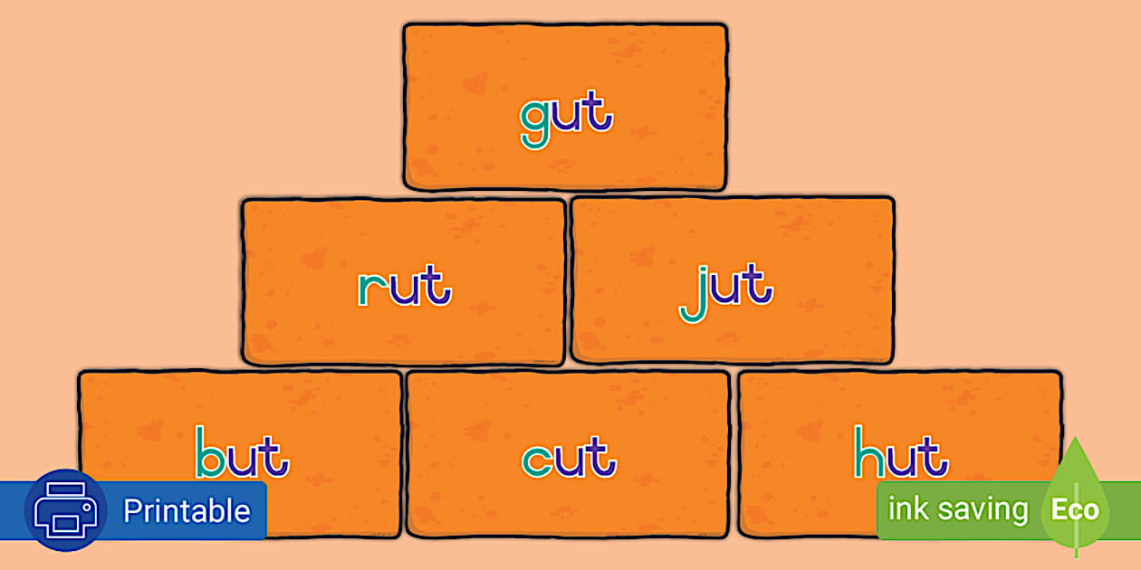 Grade 1 Phonics: -ut Word Wall Cards