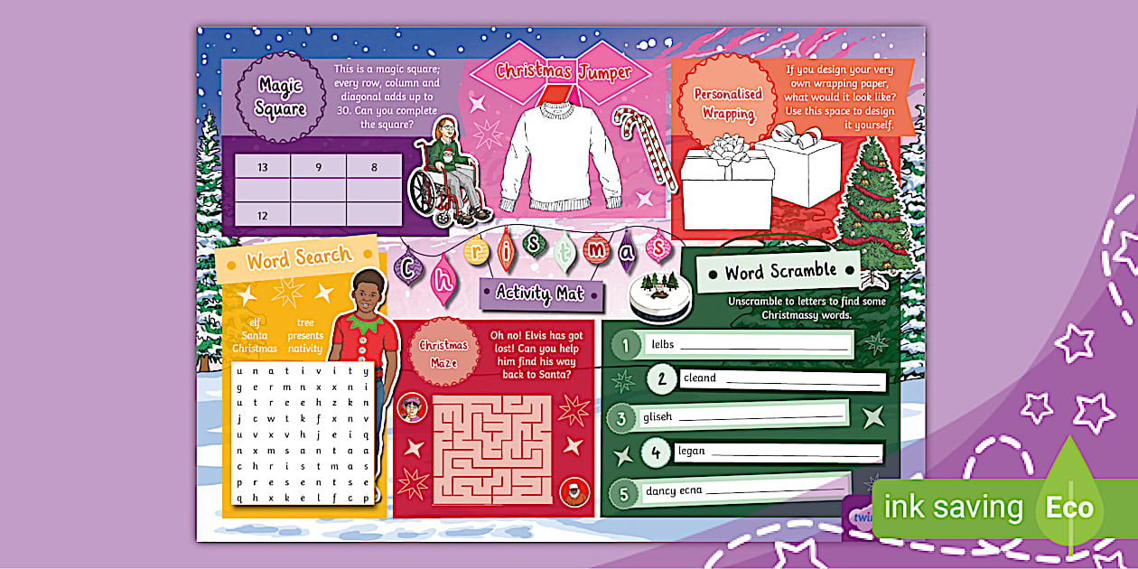 Christmas Activity Mat (Ages 7 - 11) (Teacher-Made) - Twinkl