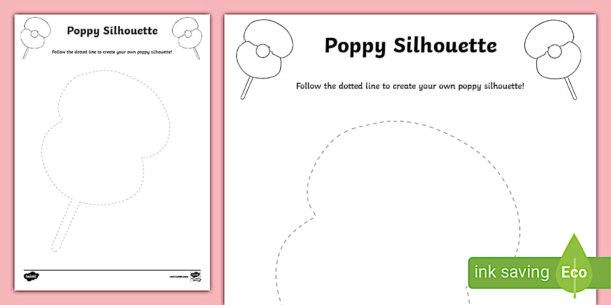 Poppy Silhouette Drawing Activity (teacher made) - Twinkl