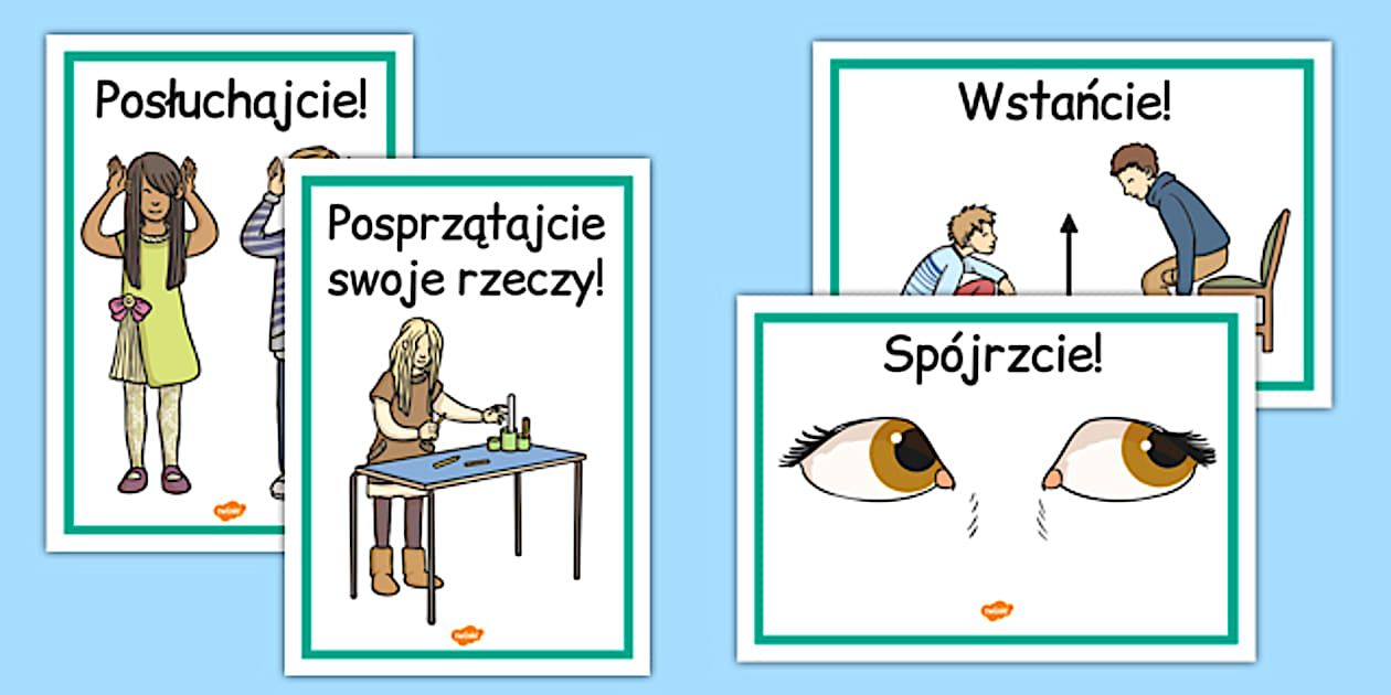 Plakaty Polecenia szkolne po polsku (Teacher-Made) - Twinkl