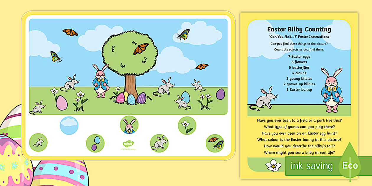 Easter Bilby Can You Find...? Display Posters - Twinkl