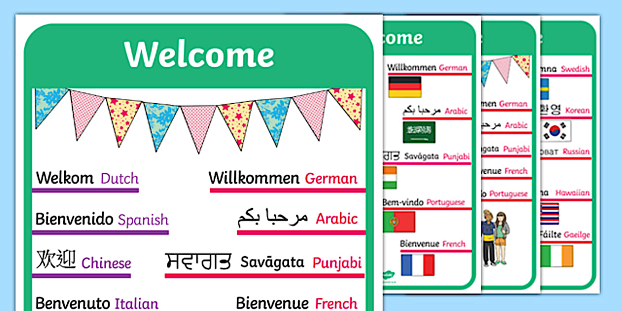 👉 Mixed Language Welcome Door Signs - Twinkl