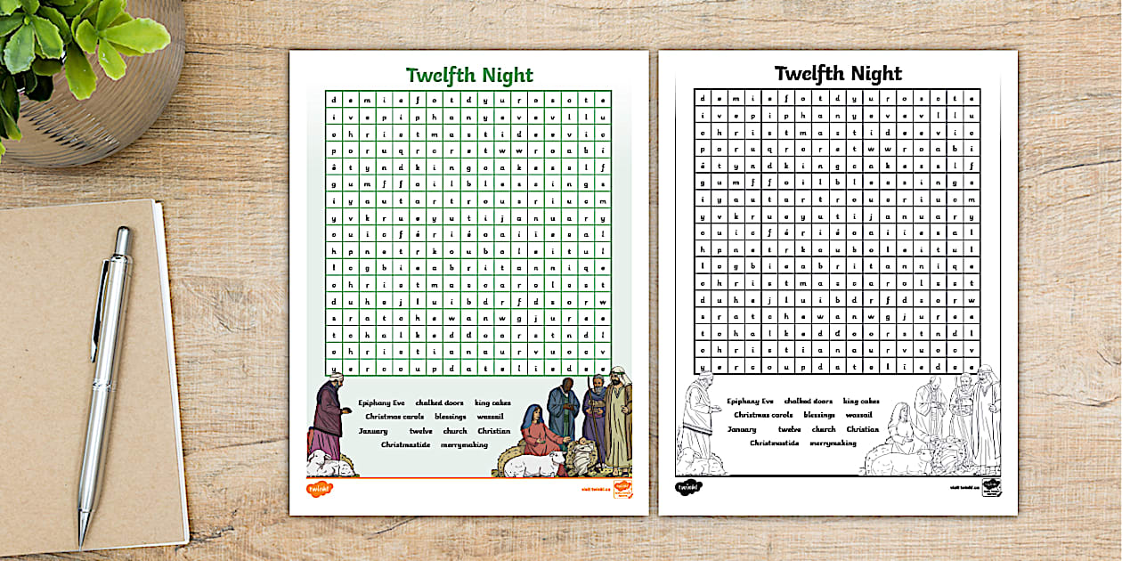 Twelfth Night Word Search (teacher made) - Twinkl