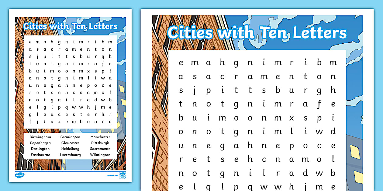 Cities with Ten Letters Word Search (teacher made) - Twinkl