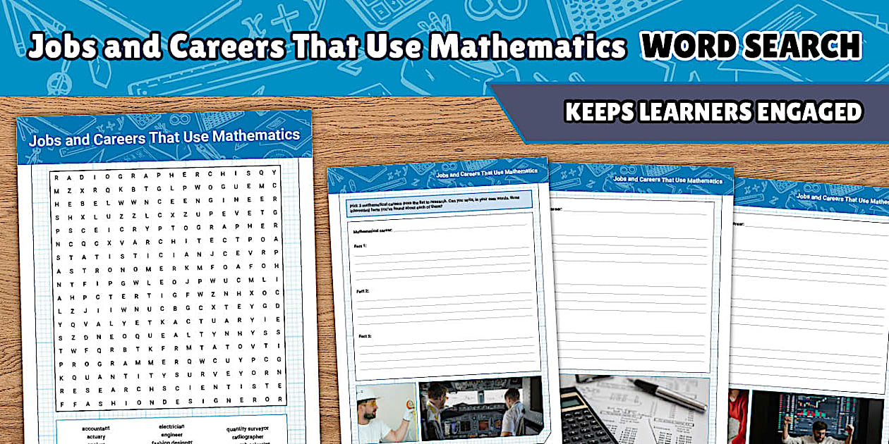 Jobs and Careers That Use Mathematics Word Search