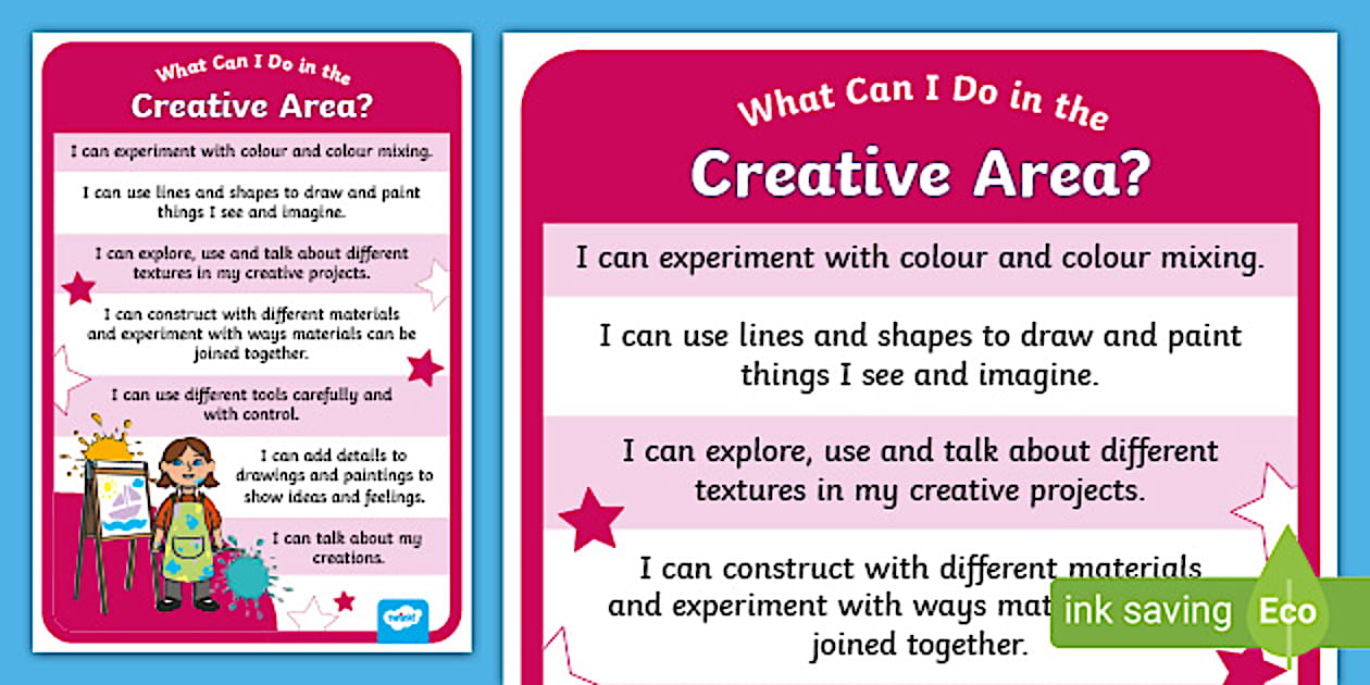 👉 'I Can' Creative Area Continuous Provision Prompt Poster (New ...
