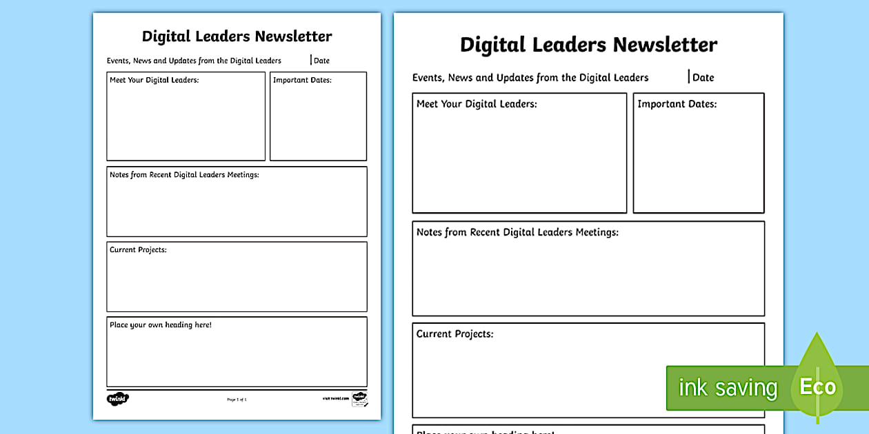 Editable Digital Leaders Newsletter Writing Template