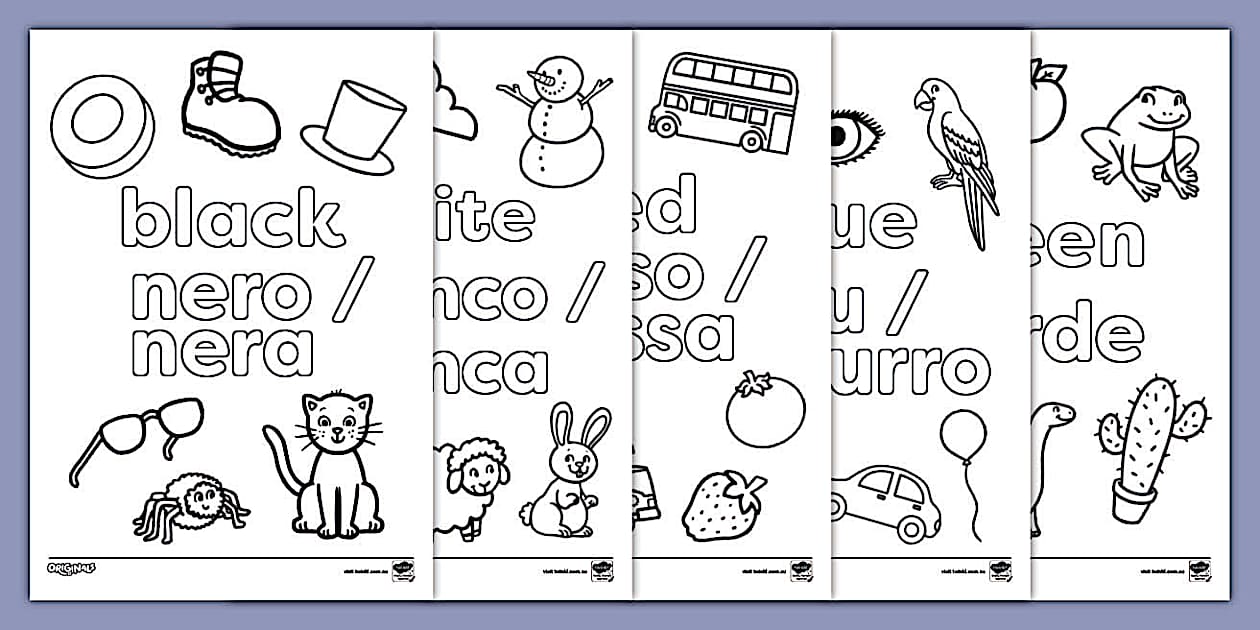 Let's Name the Colours! Bilingual Italian/English Colouring