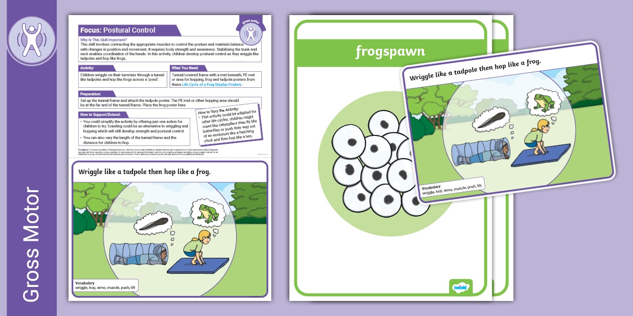 Frog Life Cycle Gross Motor Skill Wriggle and Hop - Twinkl