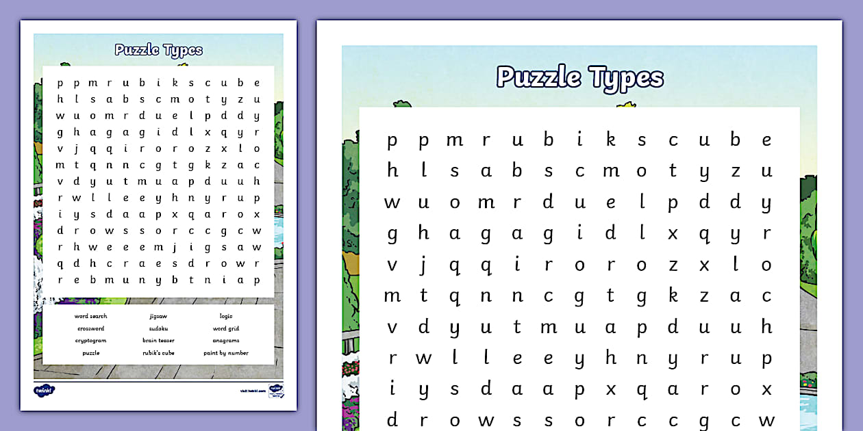 Different Types of Puzzles Word Search - Twinkl