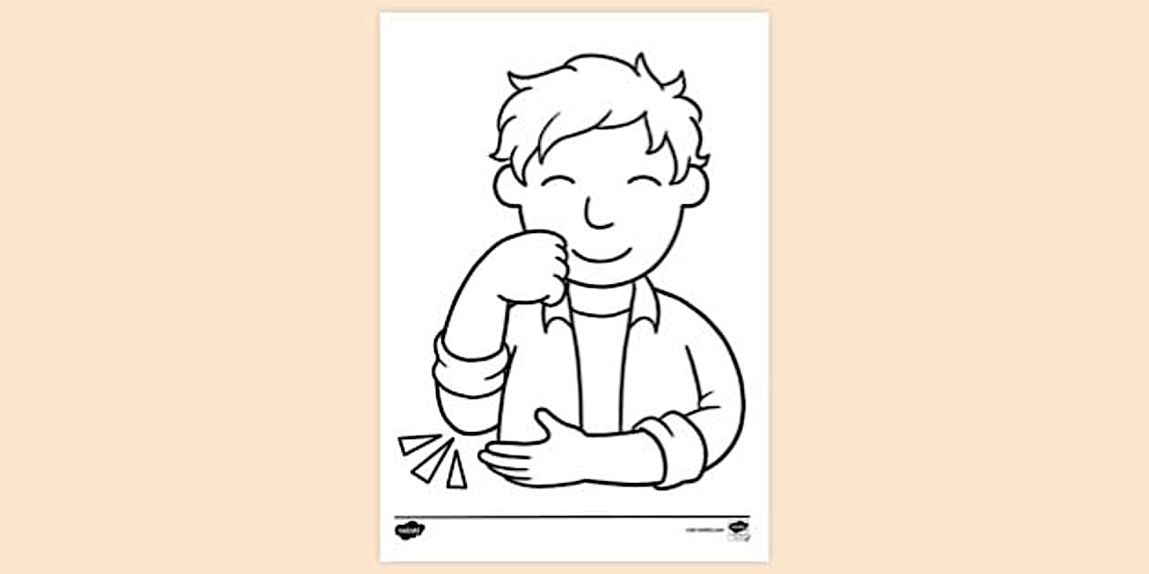 Tap Your Elbows Colouring Sheet | Colouring Pages - Twinkl