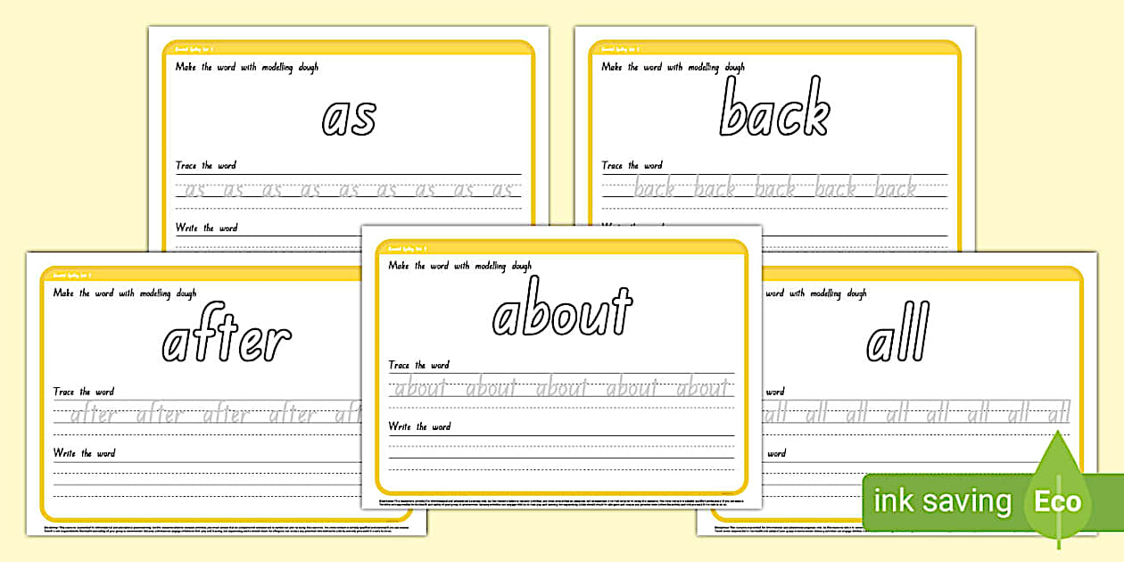 New Zealand Essential Spelling List 3 Modelling Dough Mats