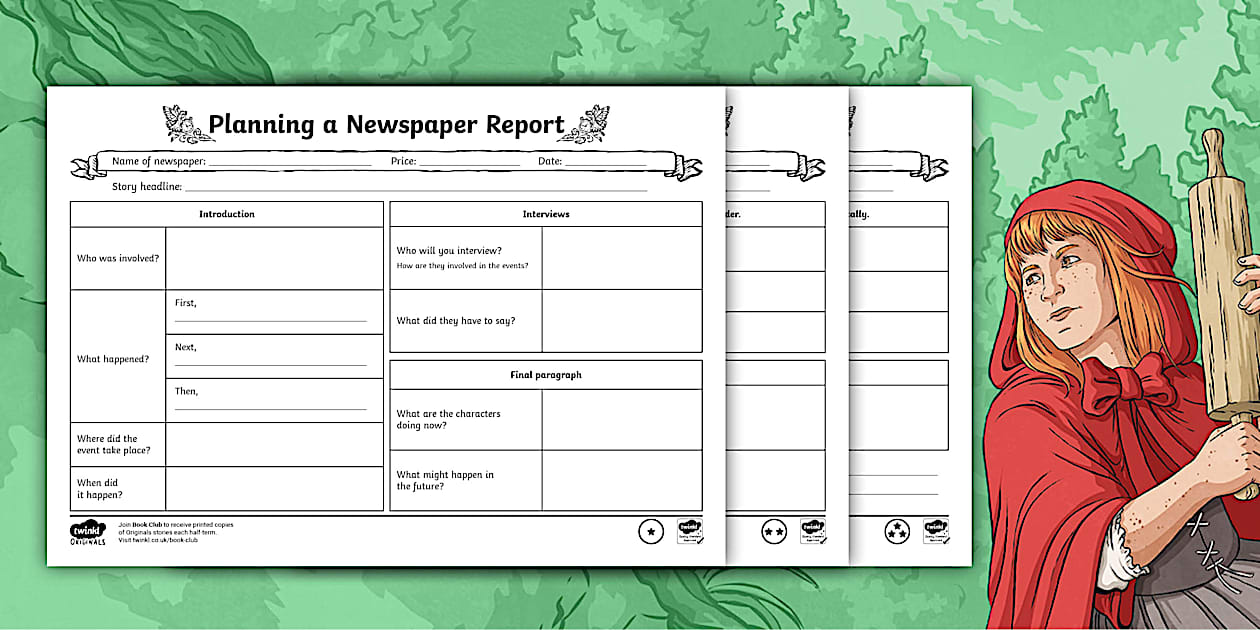 Editable Planning a Newspaper Report Differentiated Worksheets