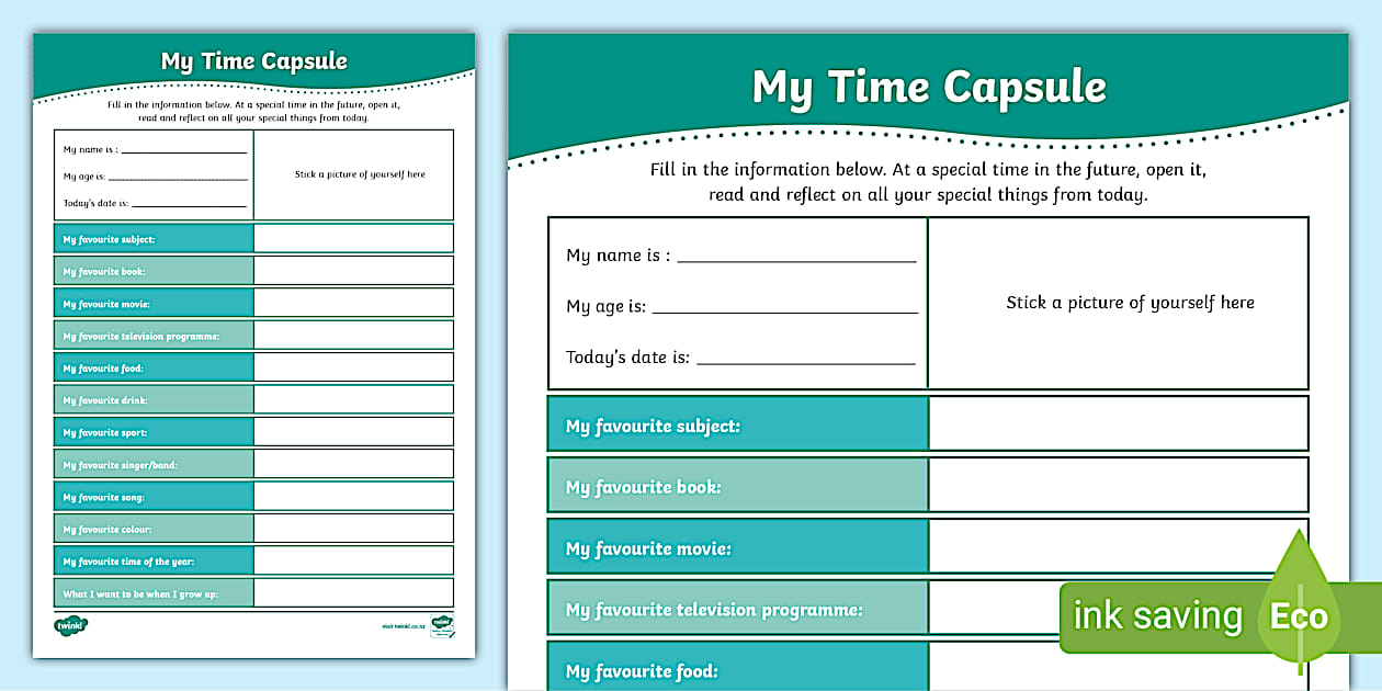 My Time Capsule (teacher made) - Twinkl