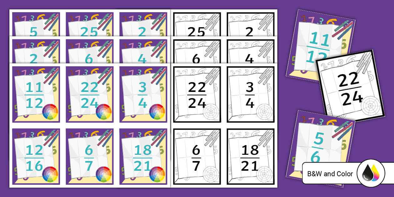Fourth Grade Equivalent Fractions Matching Cards - Twinkl