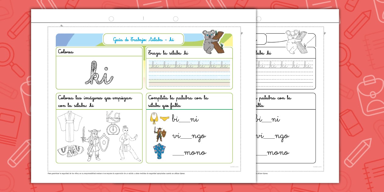 Guía de Trabajo: Sílaba - ki (teacher made) - Twinkl