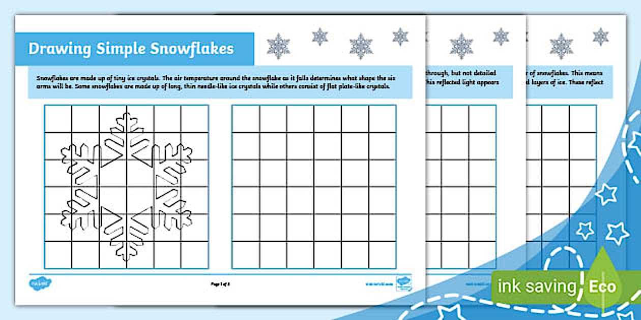 Drawing Simple Snowflakes (teacher made) - Twinkl