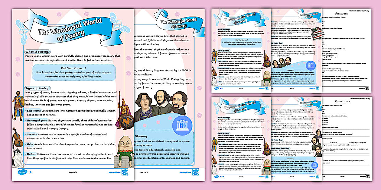 Facts About Poetry | Comprehension Activity | Twinkl | LKS2