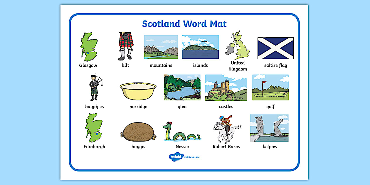 Cursive Scotland Word Mat (teacher made) - Twinkl