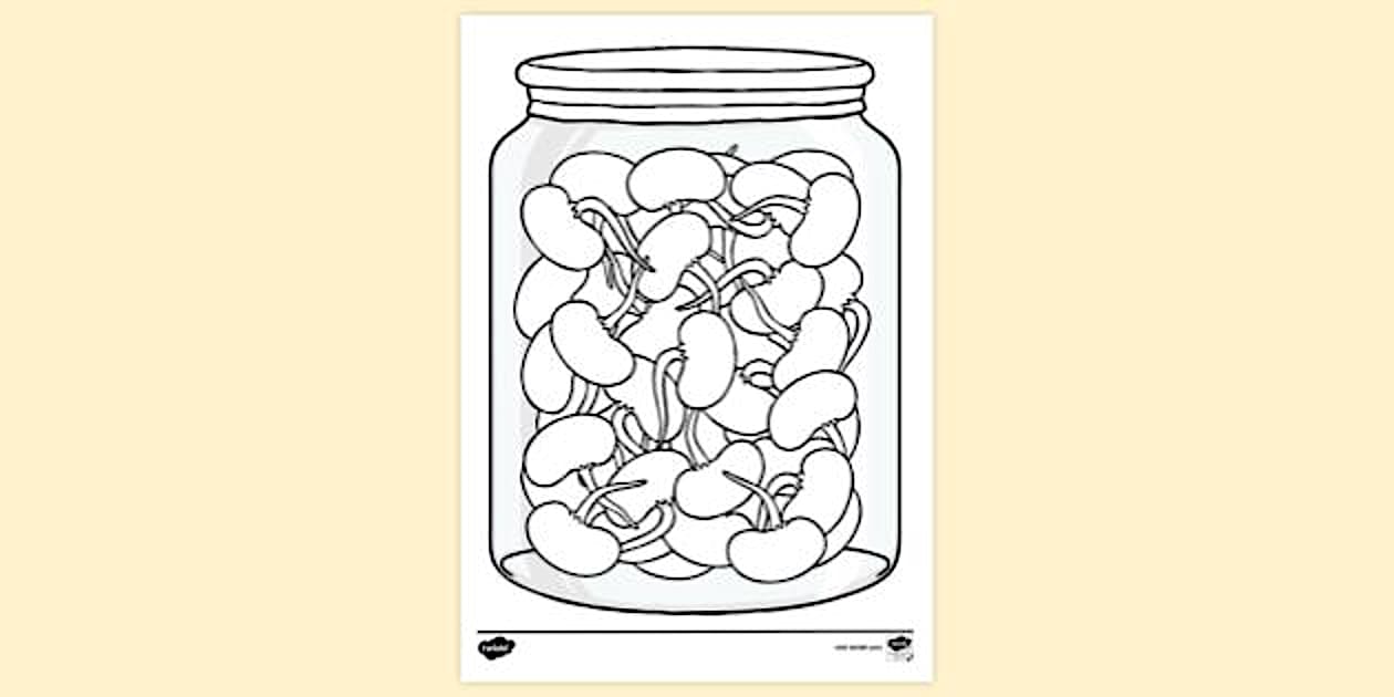 Jar Full of Sprouting Beans Colouring | Colouring Sheets