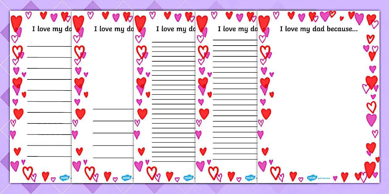 Editable Father's Day I Love My Dad Because... Full Page Borders