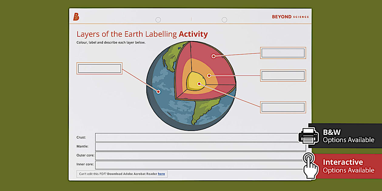 Layers of the Earth Labelling Activity (teacher made)